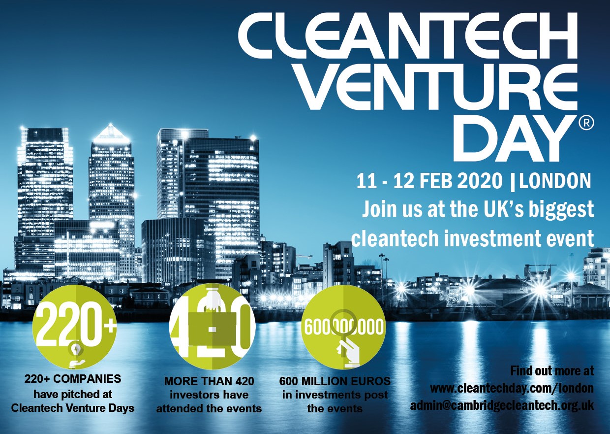 We are sponsoring the Cleantech Venture Day 2020! - Clean Growth UK